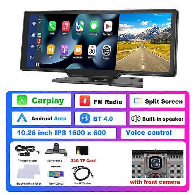 Podofo Car Mirror Video Recording Carplay & Android Auto Wireless ...