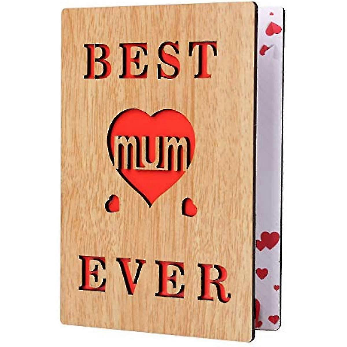 Mum Birthday Card-mother S Day Card-best Mum Ever Wooden Card Mum ...