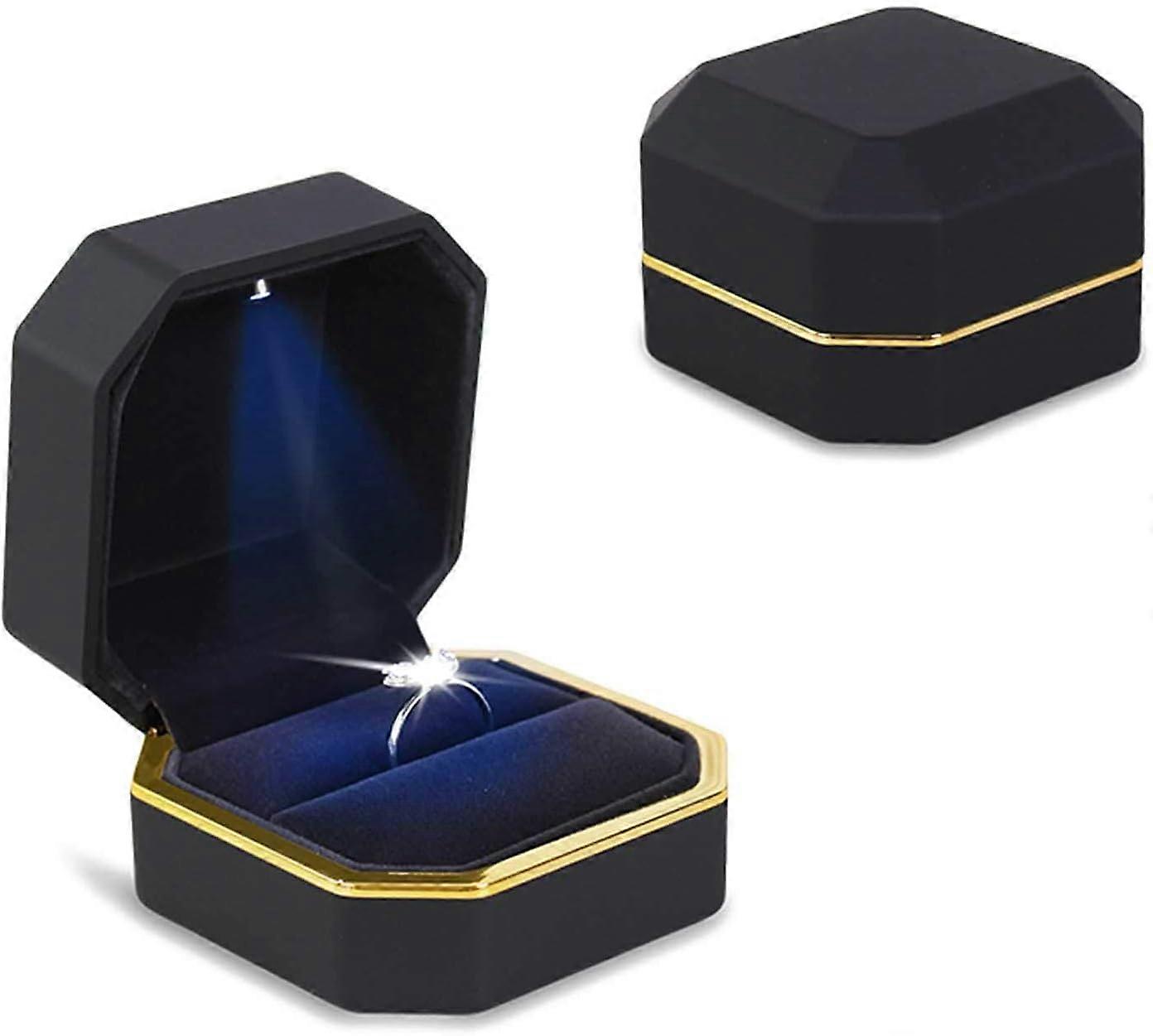 Luxury Ring Box, Square Velvet Wedding Ring Case Jewelry Gift Box with ...
