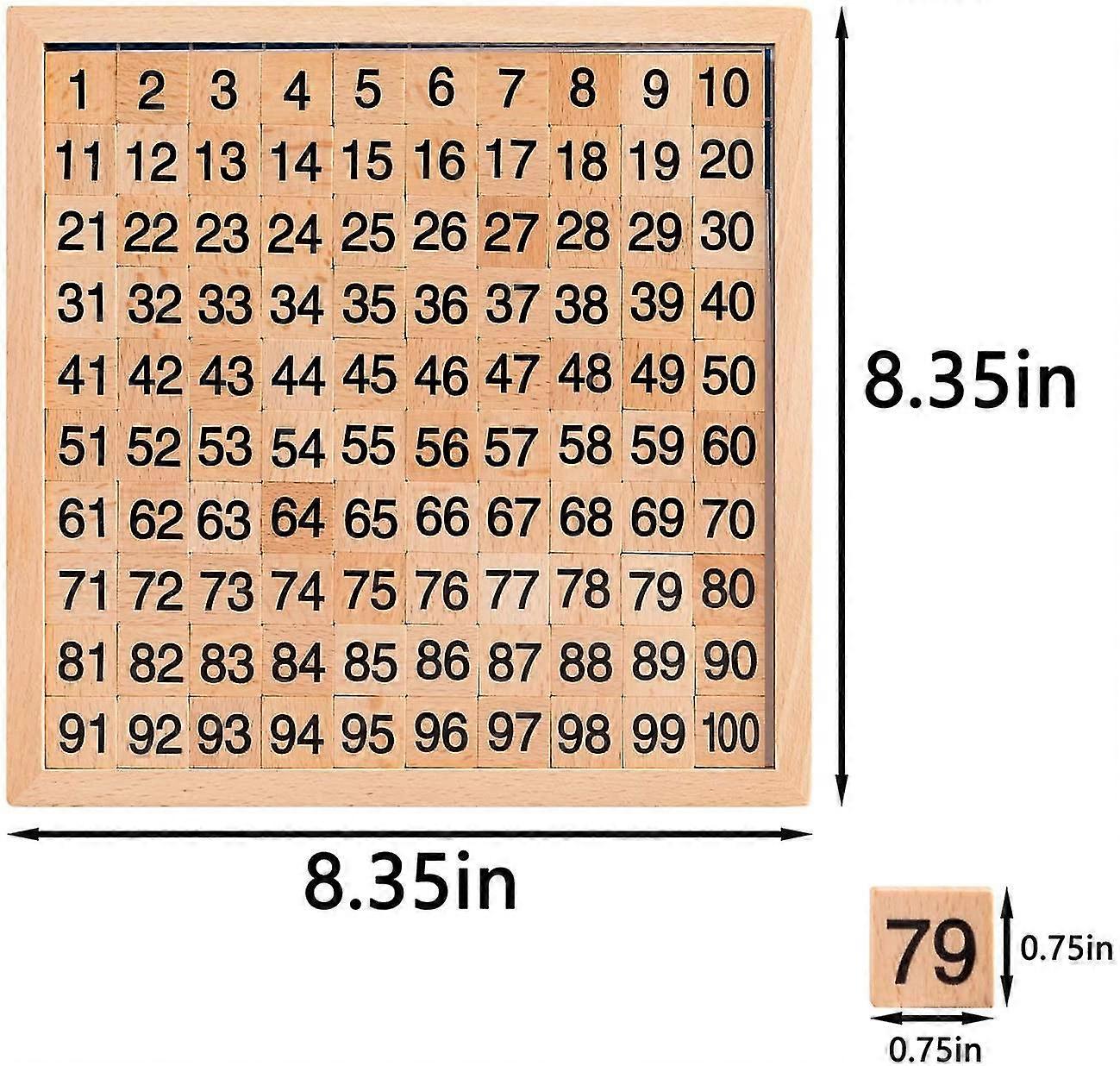 Wooden Math Hundred Board, Counting To 100 For Kindergarten | Fruugo UK