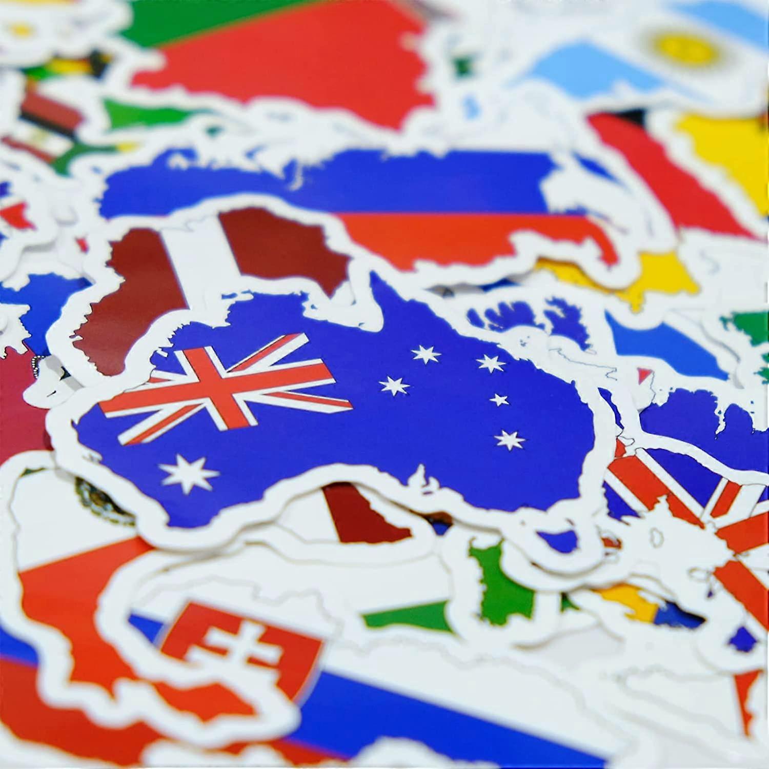 Country Flag Stickers (50 Pcs), World Map Vinyl Decal, Waterproof ...