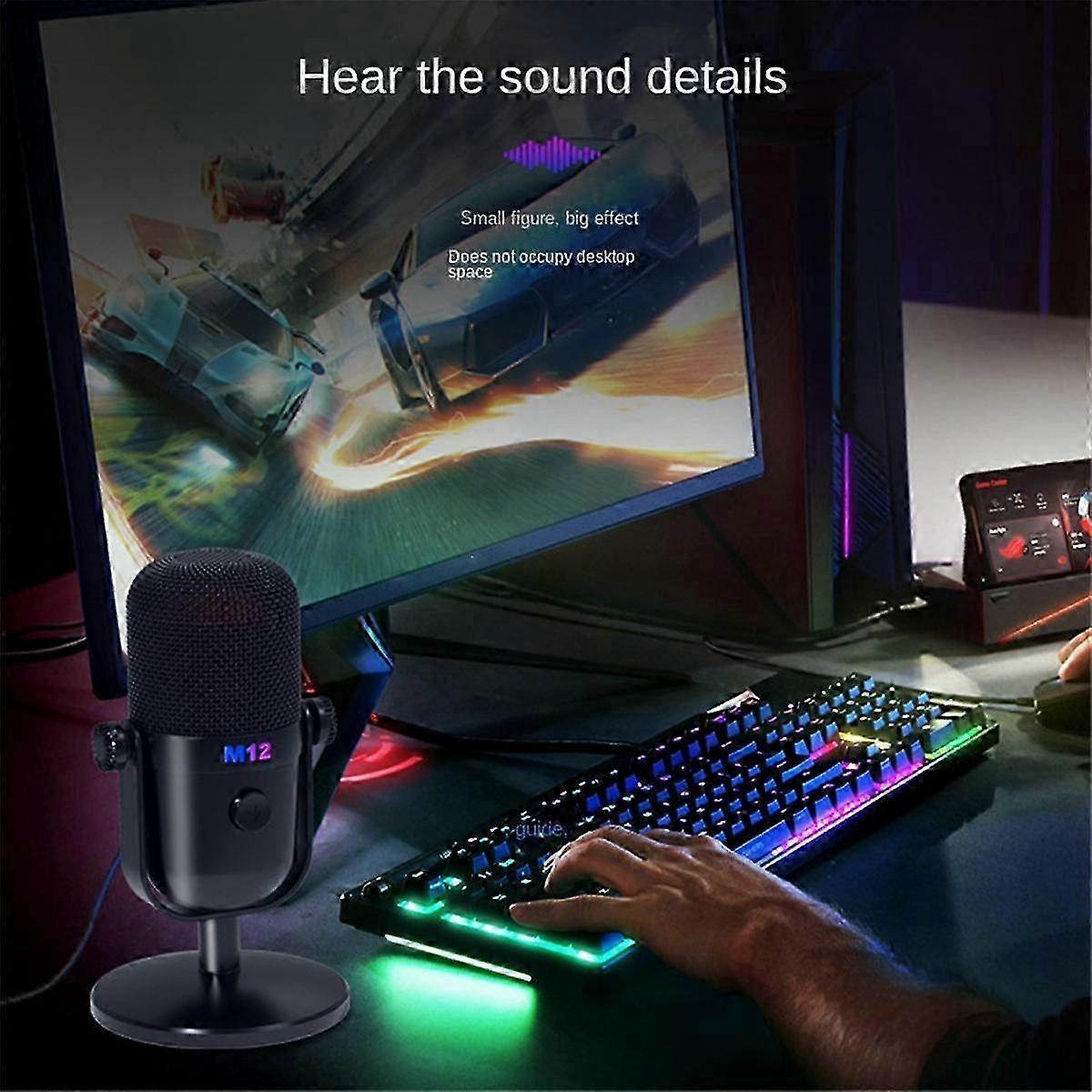 Gaming Usb Condenser Microphone Mic With Rgb Light/buttons Mute For Pc ...