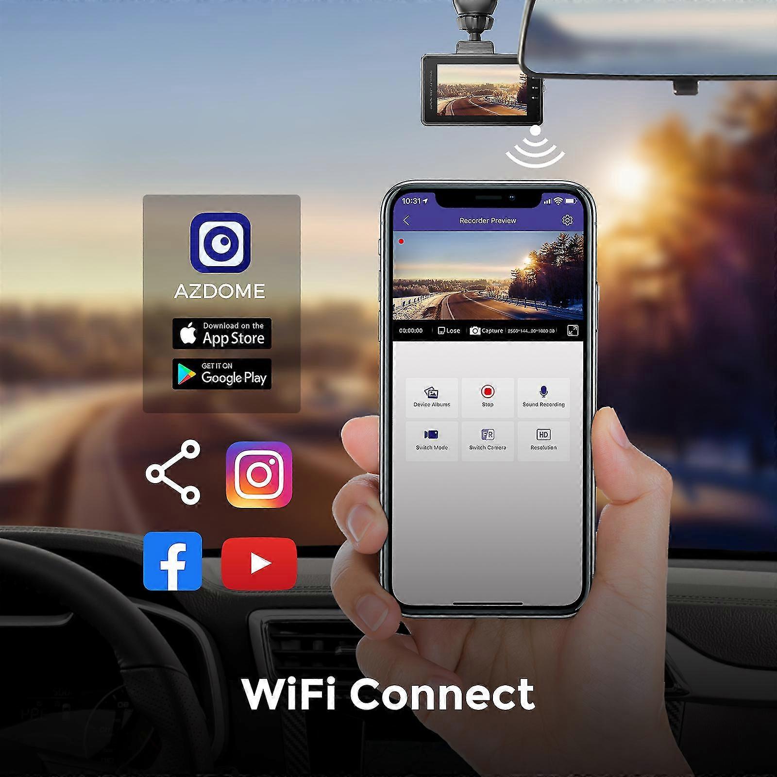 Azdome Dash Cam M27 Car Dvr 2k Resolution Fhd 1440p Built-in Wifi 3inch Ips Screen Car Recorders ...