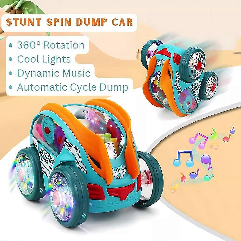 Clear Car Electric Rotating Stunt Car Toy Car Music and Light Led ...