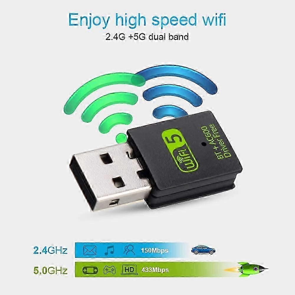 USB WiFi Bluetooth Adapter, 600Mbps Dual Band Wireless Network External ...