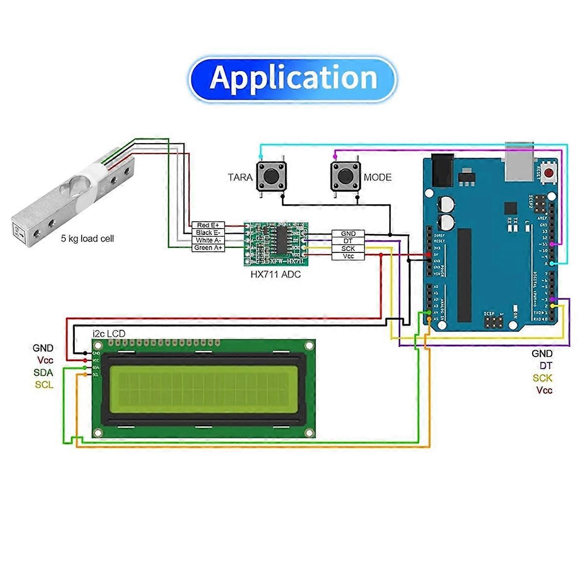 Digital Load Cell Weight Sensor,4Sets 5KG Load Cell HX711 AD Weighit ...