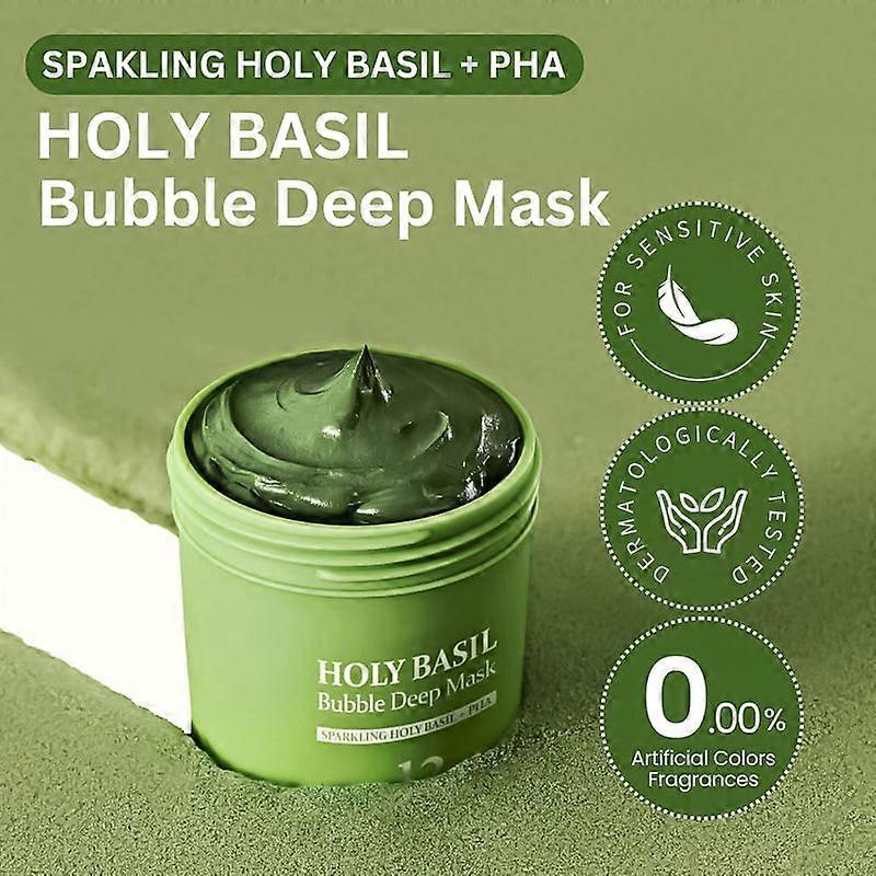 Holy Basil Bubble Deep Mask Holy Basil & Carbonated Water for Cleansing Pores & Blackheads, Clay ...