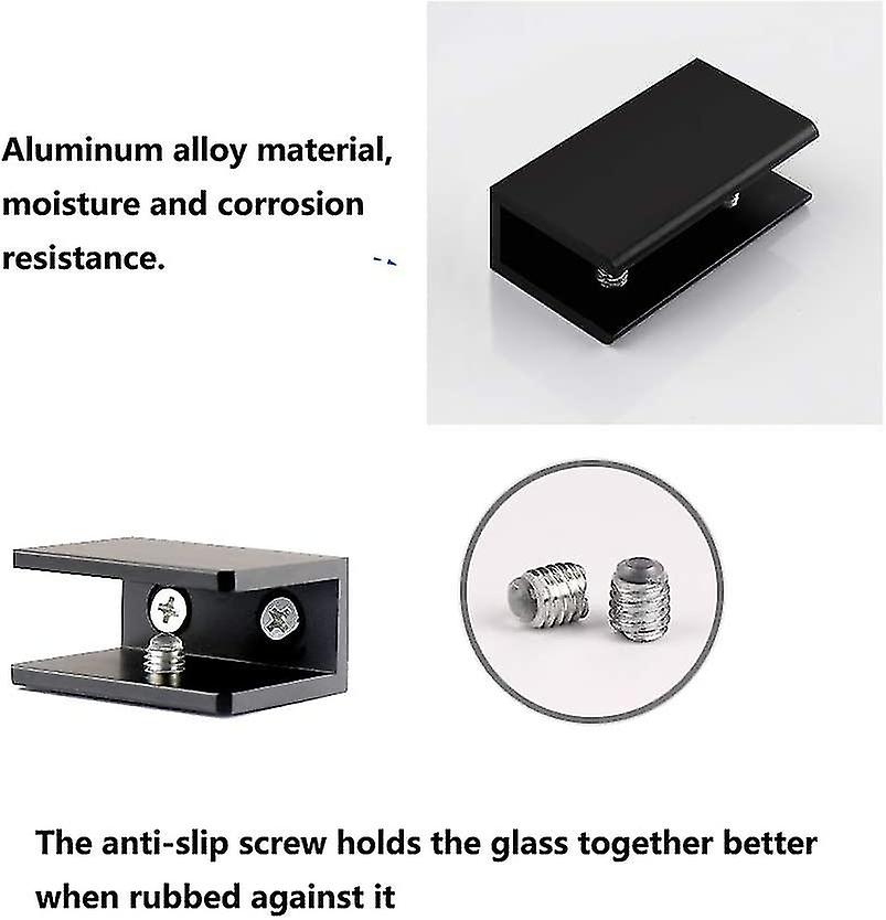 8 Pack Square Aluminum Alloy Glass Shelf Brackets (suitable For 5-8mm ...