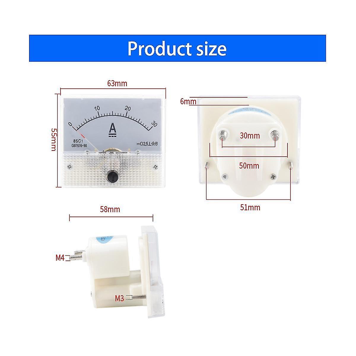 85c1- 30a Voltmeter Pointer Ammeter Panel Meter | Fruugo UK