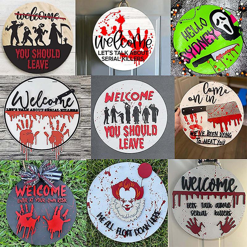 3d Horror Welcome Sign For Front Door Halloween Wreath Decoration ...