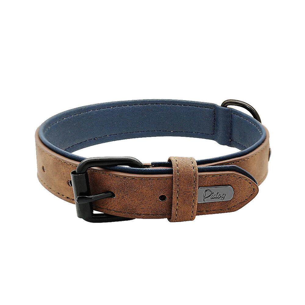 Soft Leather Dog Collars Padded Adjustable Pet Puppy Neck Strap Heavy ...