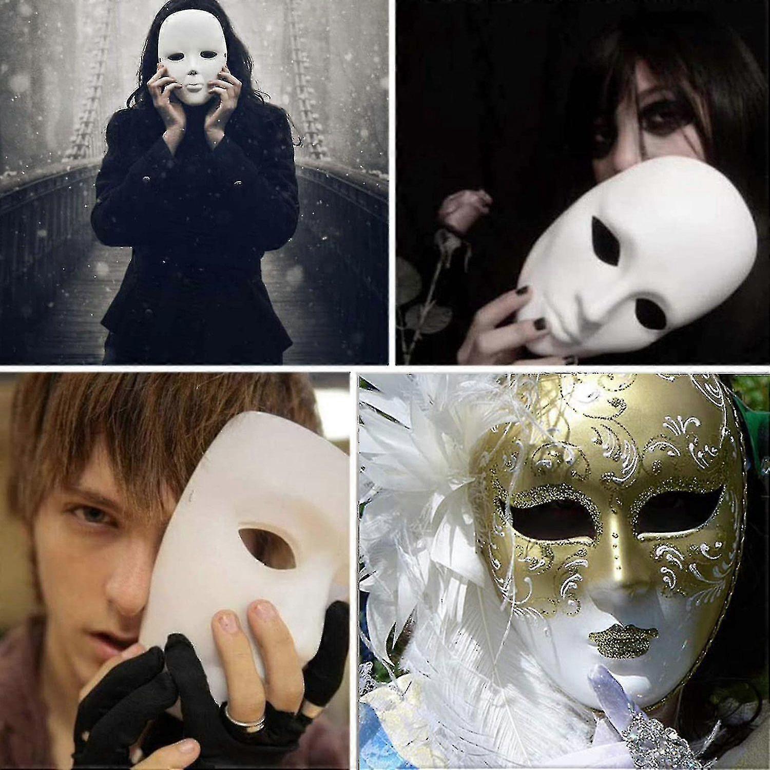 White Mask,12pcs Full Face Mask Blank Diy Mask Dance Cosplay Party ...