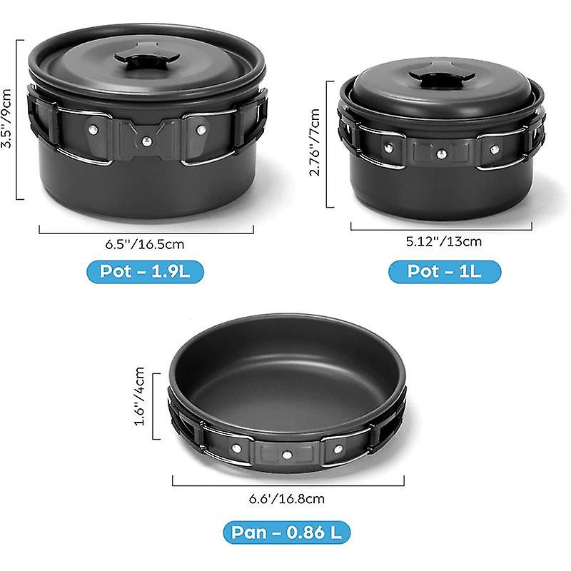 Camping køkkengrej til 2 personer bærbare gryder pander kop teaport sæt ...