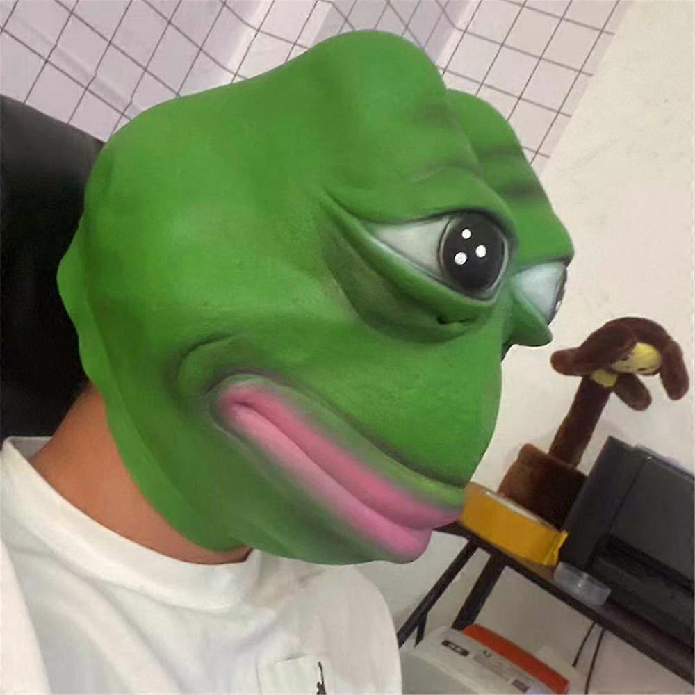 Cartoon Pepe The Sad Frog Mask Cosplay Realistic Halloween Bar Funny ...