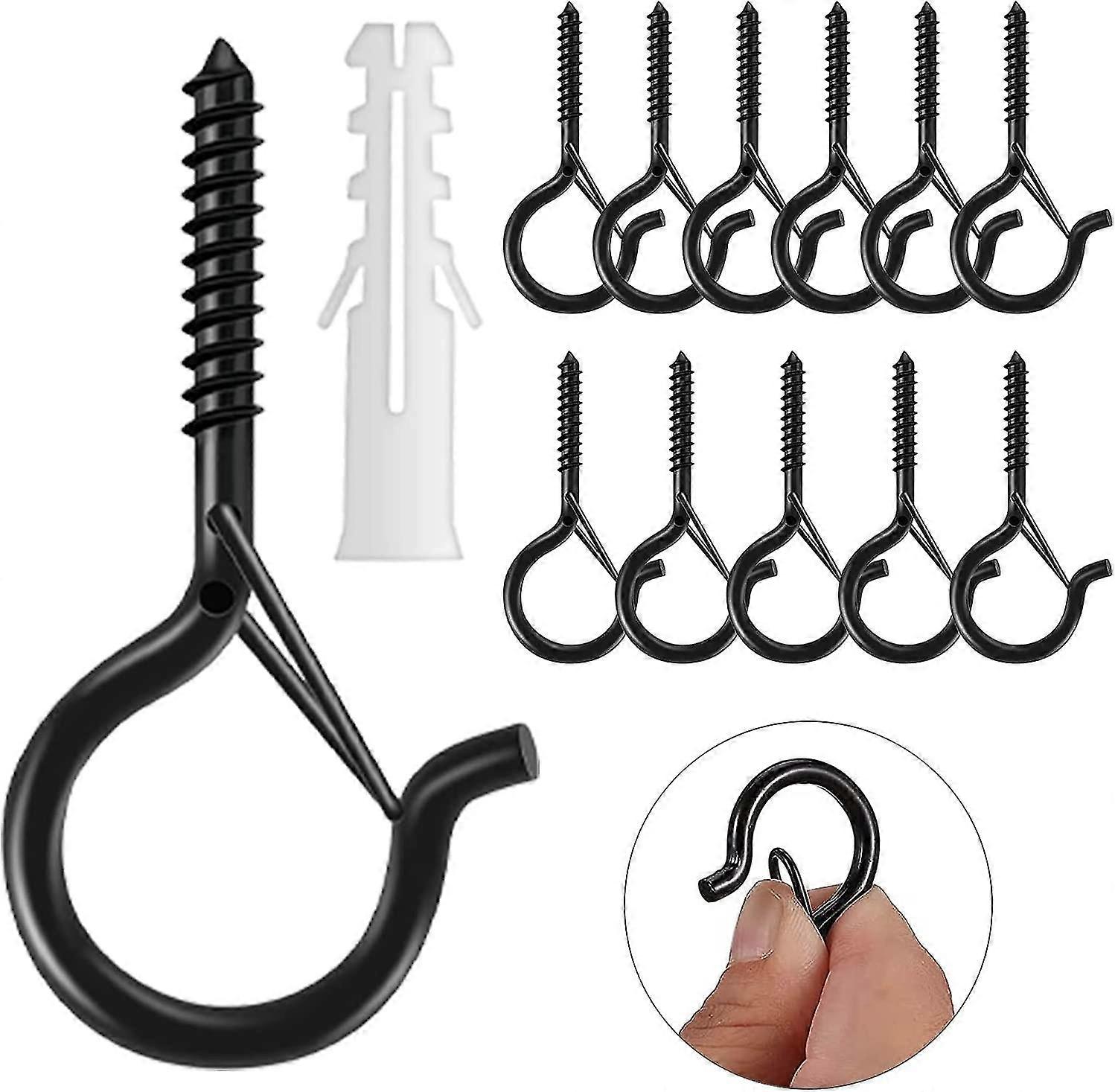 Screw Hooks, 12pcs Screw Hooks Outdoor Light Wire Hooks With Drill Bit ...
