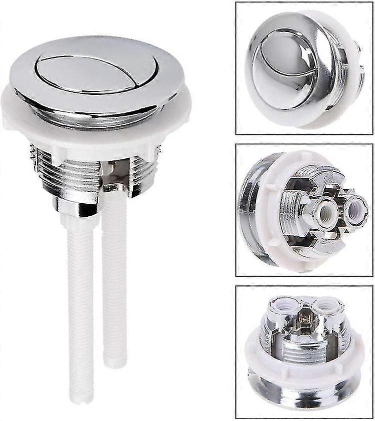 Toilet Flush Button Replacement - 2 Pack Flushing Dual Rod Chrome Push ...