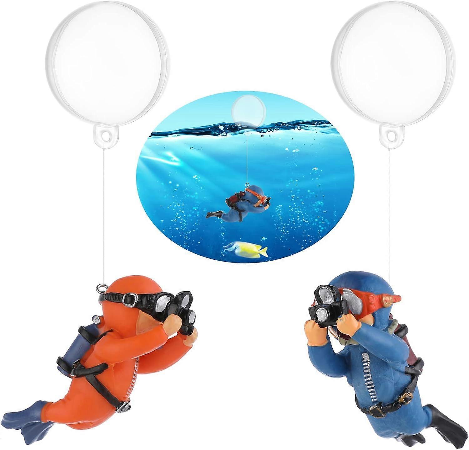 Set of 2 Floating Diver Aquarium Decorations, Floating Device Fish Tank ...