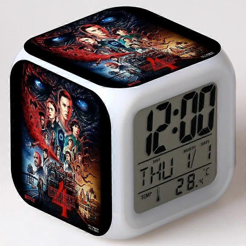 Eleven Figure LED Clock Alarm Colorful Touch Light Desk Watch Stranger ...