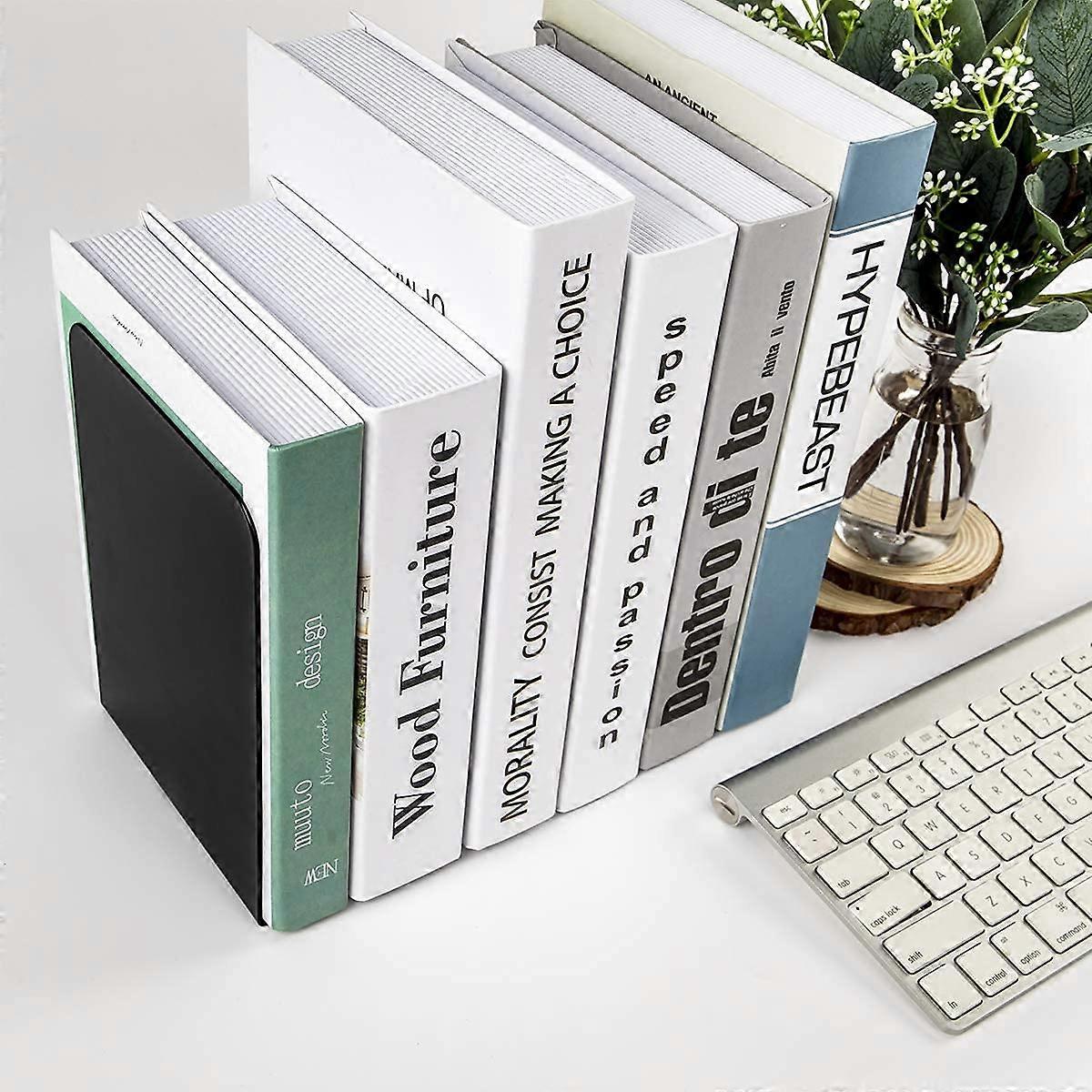 3 Pairs Bookends, Bookends Metal Book Stand Bookends Non-Slip Bookends ...