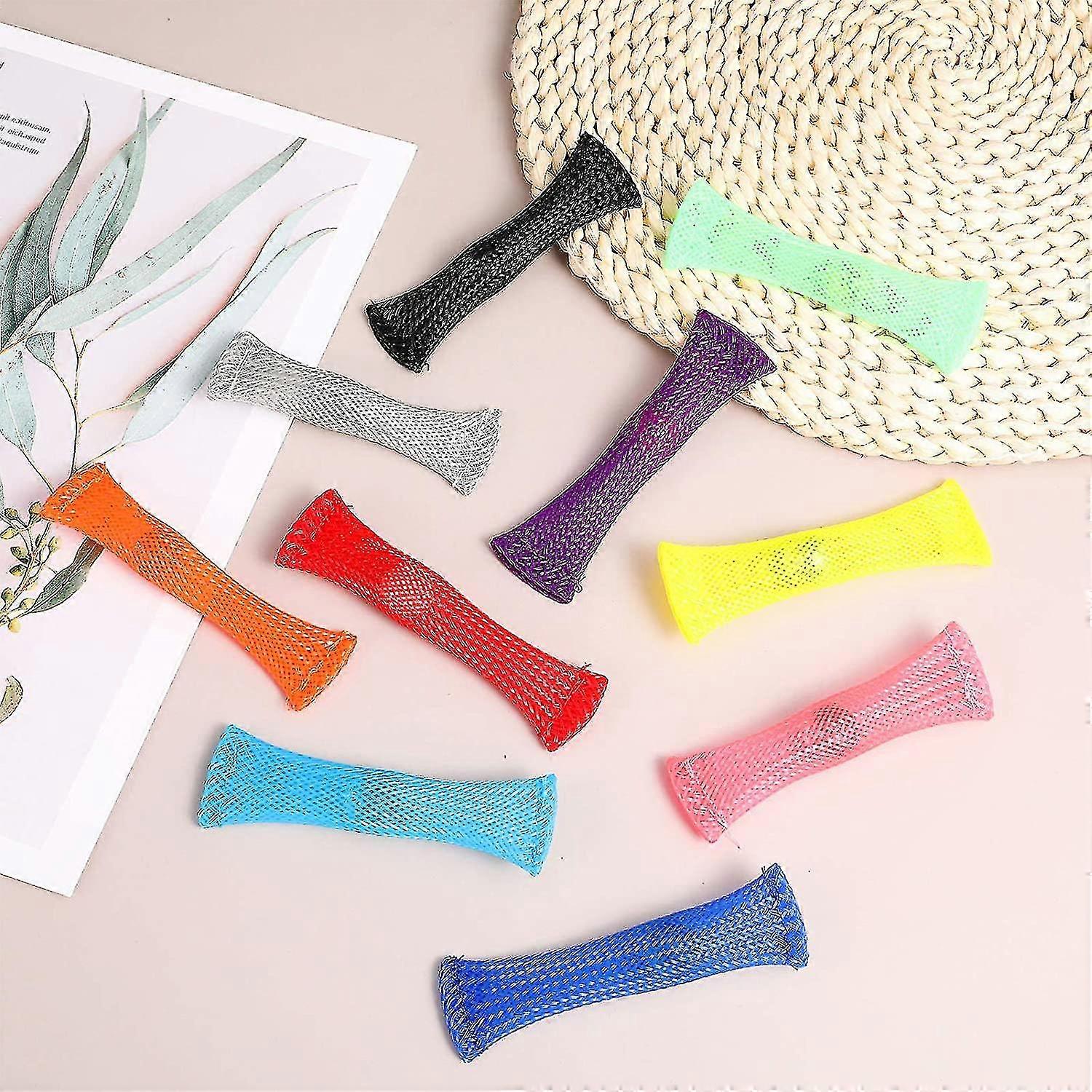 10 Pcs Fidget Toys Braided Mesh Tube With Marbles Stress Reliever ...