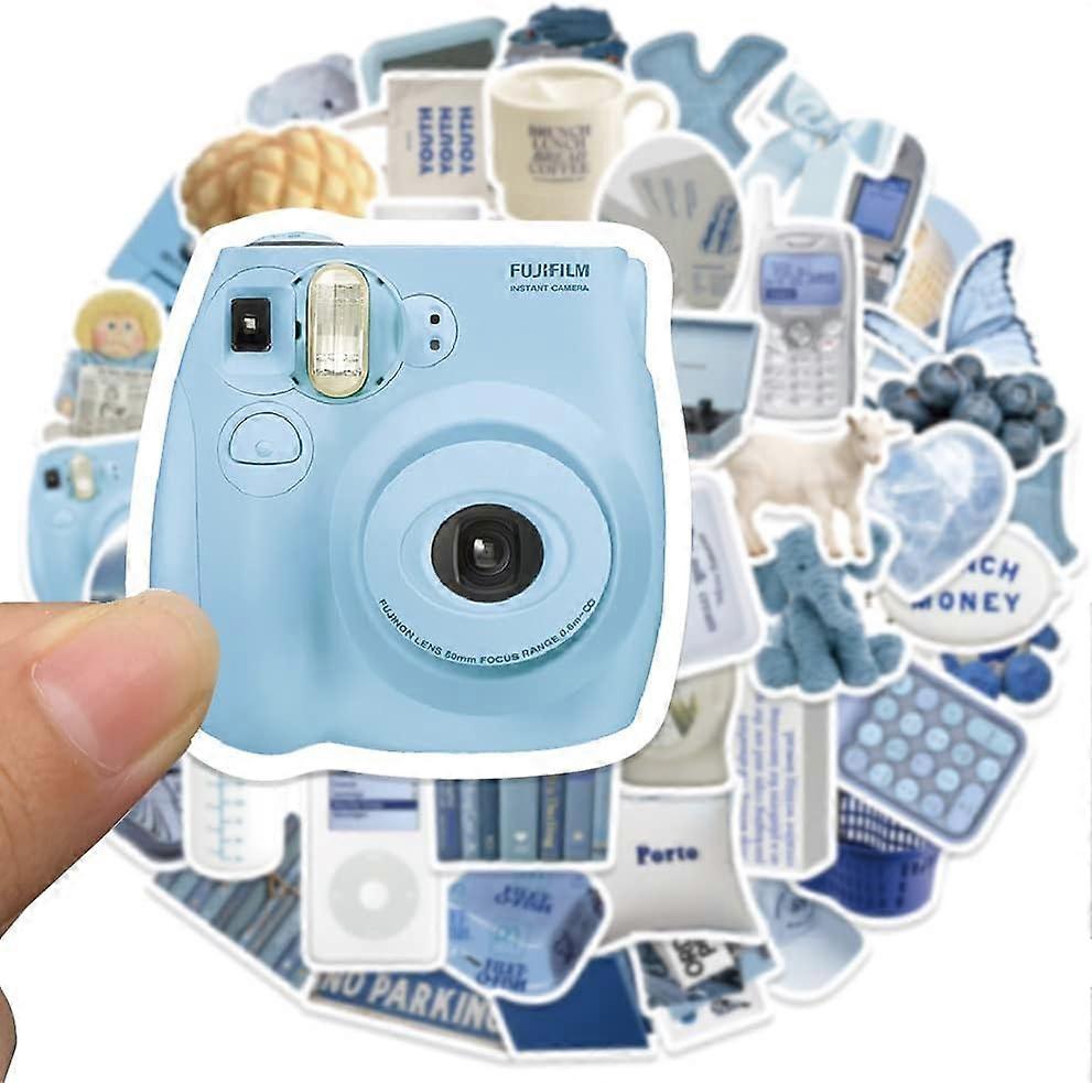 Blue Stickers Aesthetic,60 Pcs Pastel Blue Stickers Waterproof Laptop ...