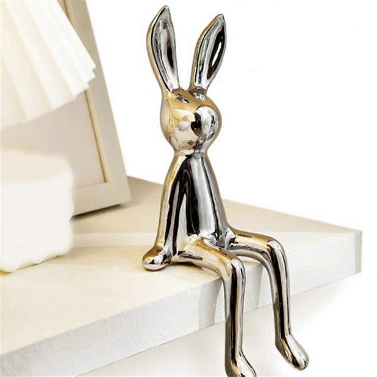 Rabbit Statues Ceramic Crafts Shiny Modern Nordic Animal Figures ...