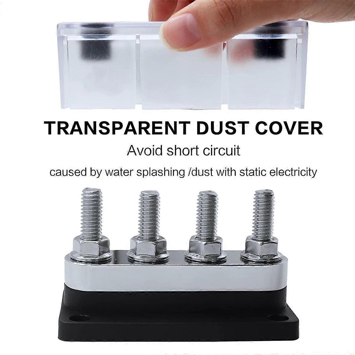 600A Bus Bar 4-Stud (3/8 Inch) M10 High Current Copper Busbar Terminal Block Marine DC 12V 24V ...