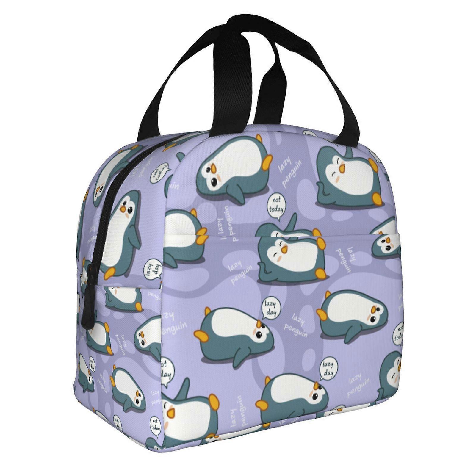 Cute And Funny Penguin Pattern Lunch Bag Reusable Insulated Lunch Box ...