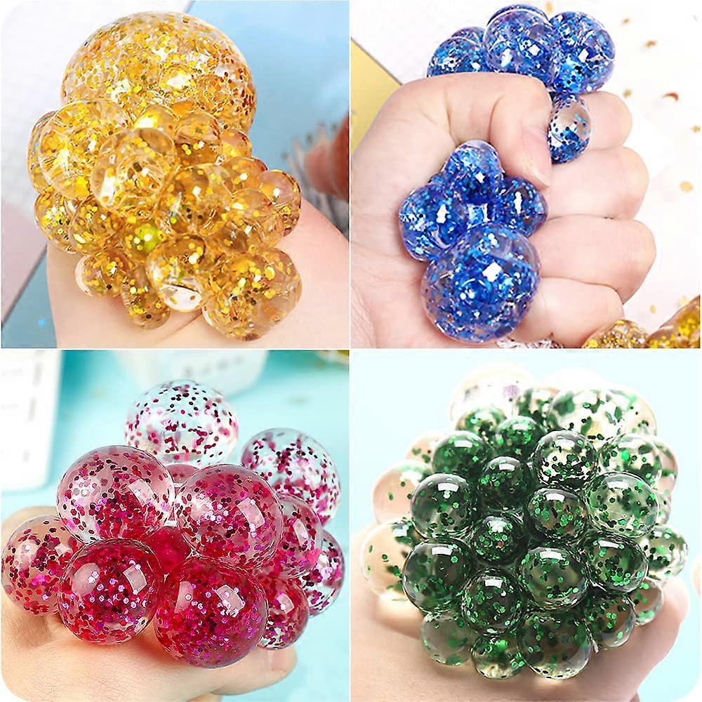 Squeeze Ball with Net, Pack of 4 Squishy Mesh Ball, Squeeze Ball in Net ...