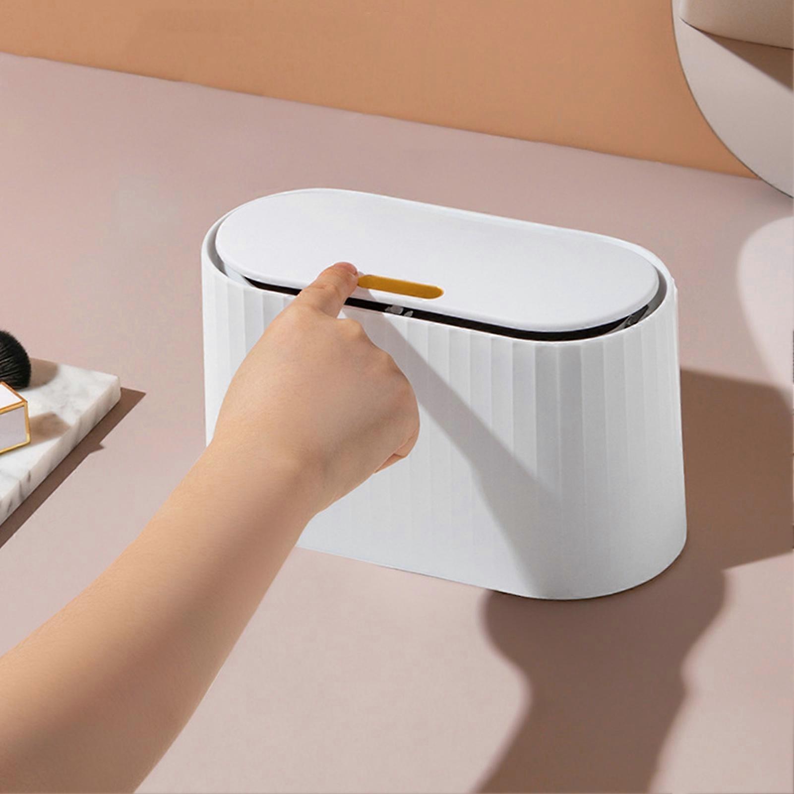 Press Type Waste Bin with Lid Plastic Tightly Sealed Compact Waste Bins ...