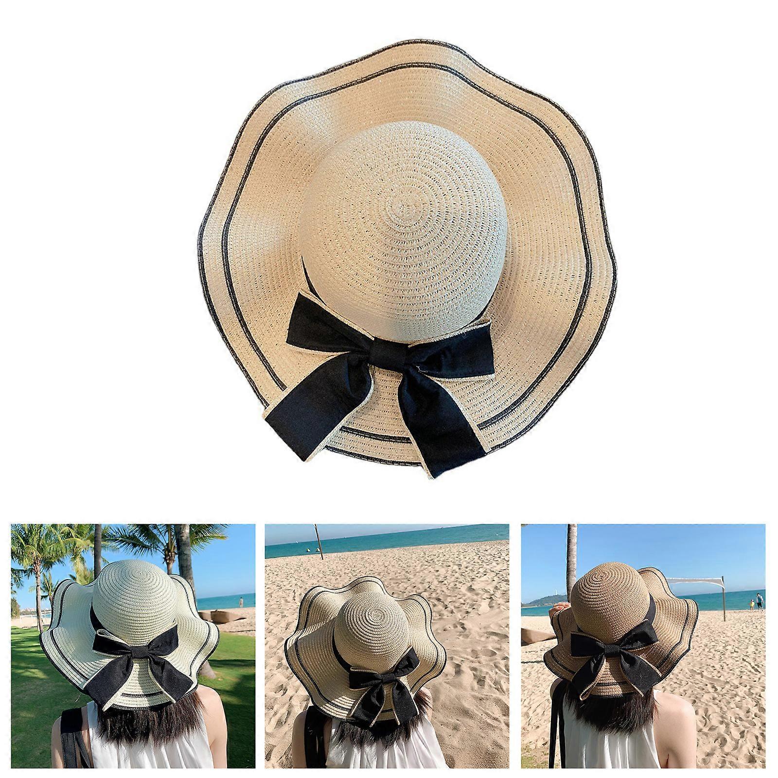 Ribbon Bow Straw Hat Handmade for Dress-up Wear Party Straw Simple ...