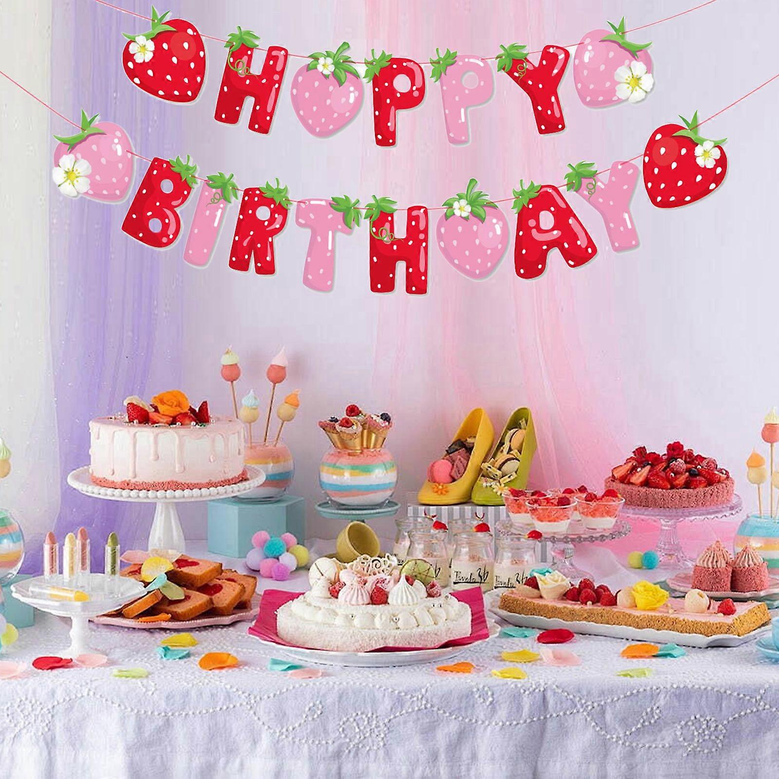 Strawberry Themed Party Supplies Hanging Banners Sweet Strawberry ...