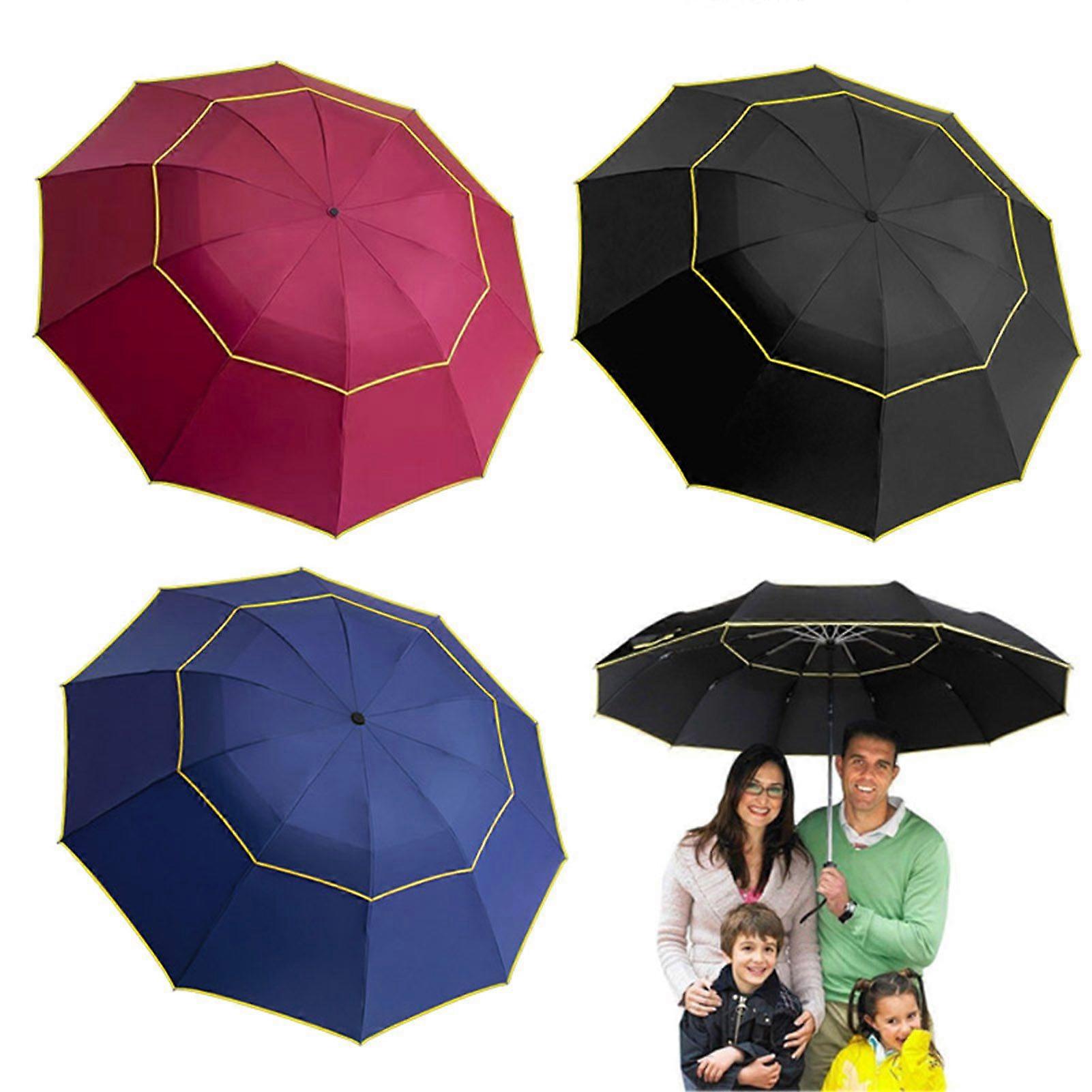 Extra Large Folding Umbrella Double Canopy Sun Blocking UV Protection ...