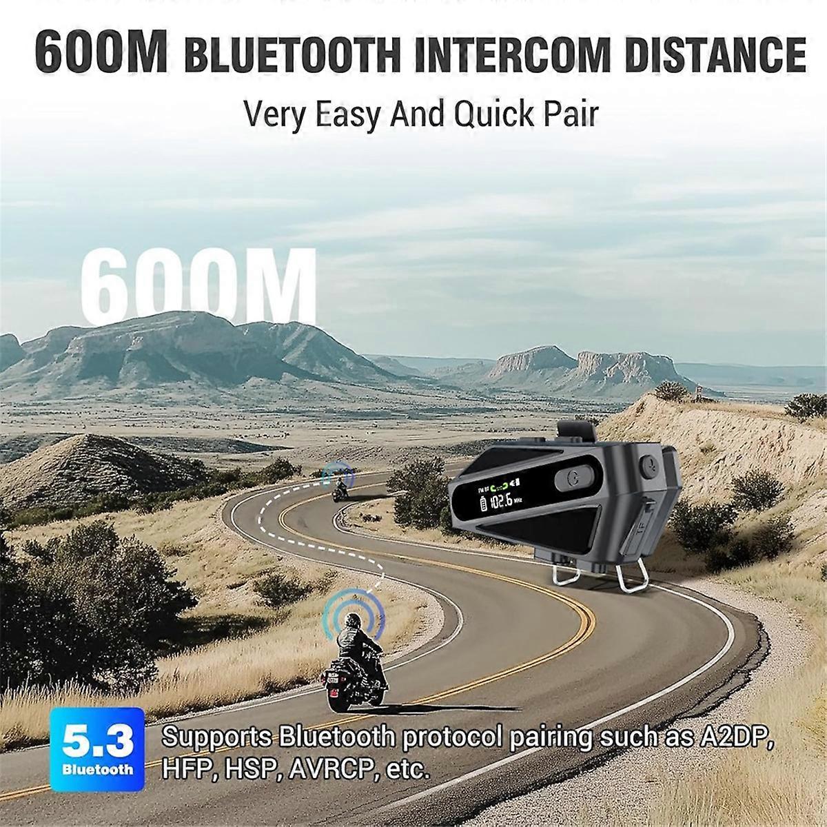 Motorcycle Helmet Bluetooth Headset with 2 Type Mics, Intercom/Hands ...