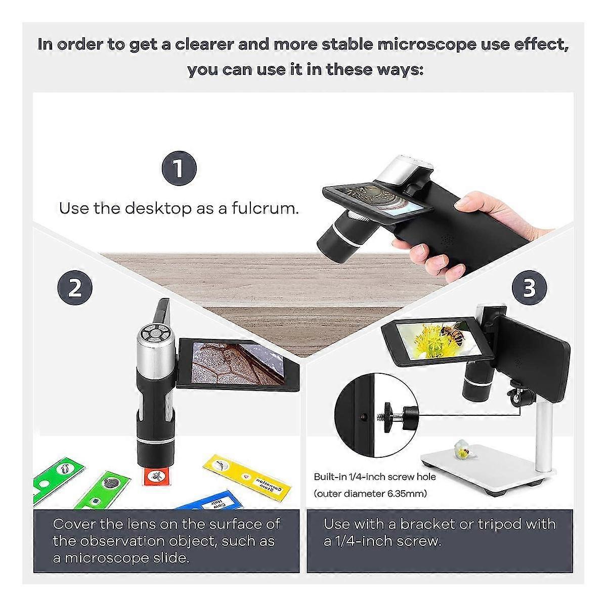Handheld Digital Microscope, Pocket Microscope with 4 Inch Screen ...