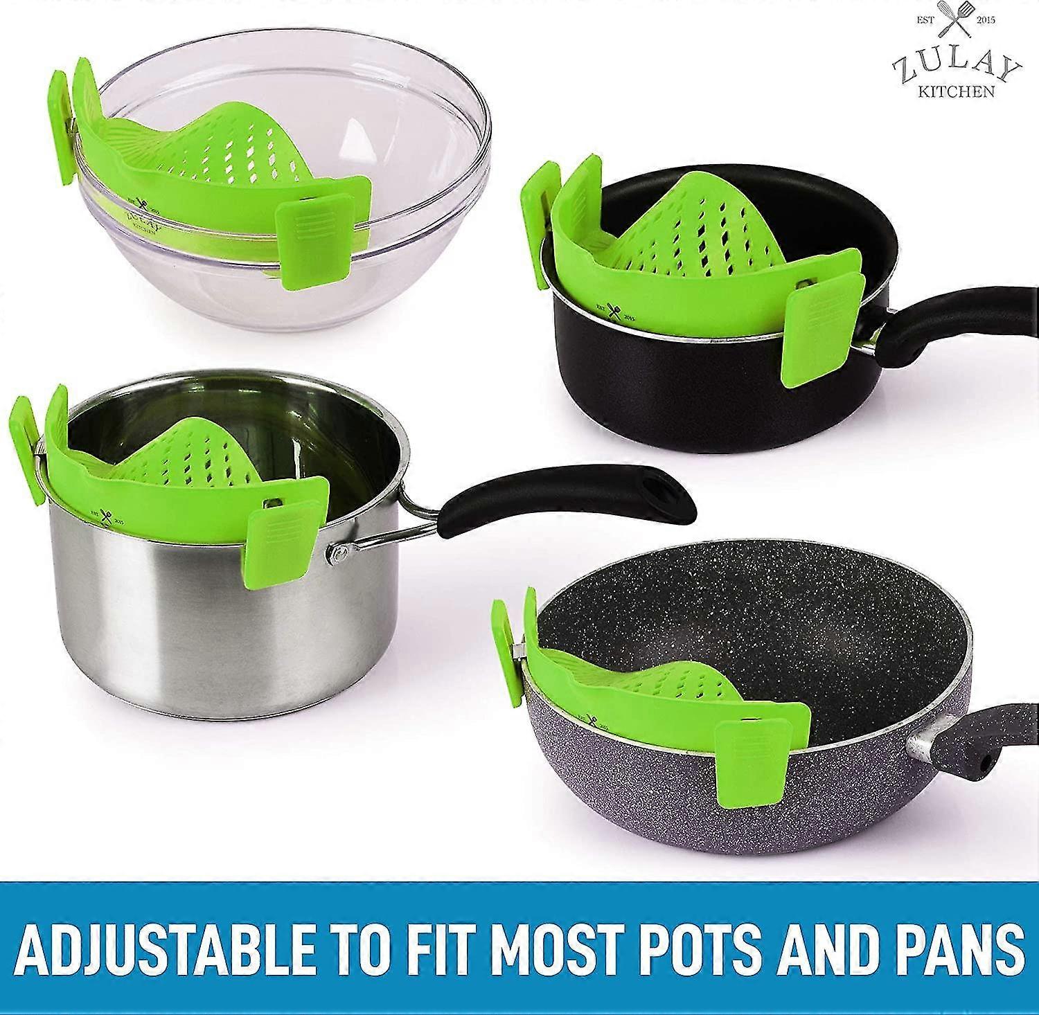 Adjustable Snap On Strainer For Most Pots & Pans - Food Grade, Heat ...