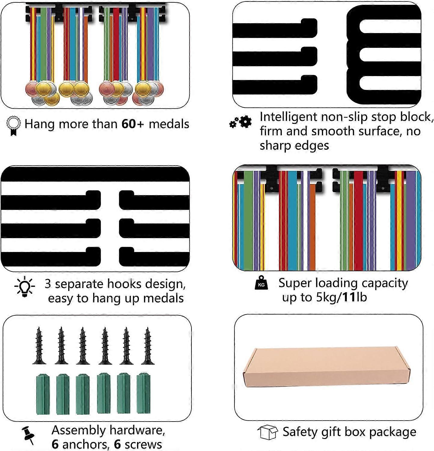 Gymnastics Medal Holder Hanger Black Metal Iron Medal Rack Organizer ...