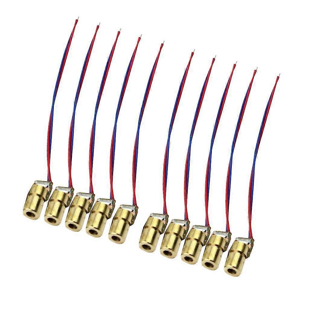 10 Pieces 5v 650nm 6mm 5mw Mini Laser Dot Diode Module Copper Head Red ...