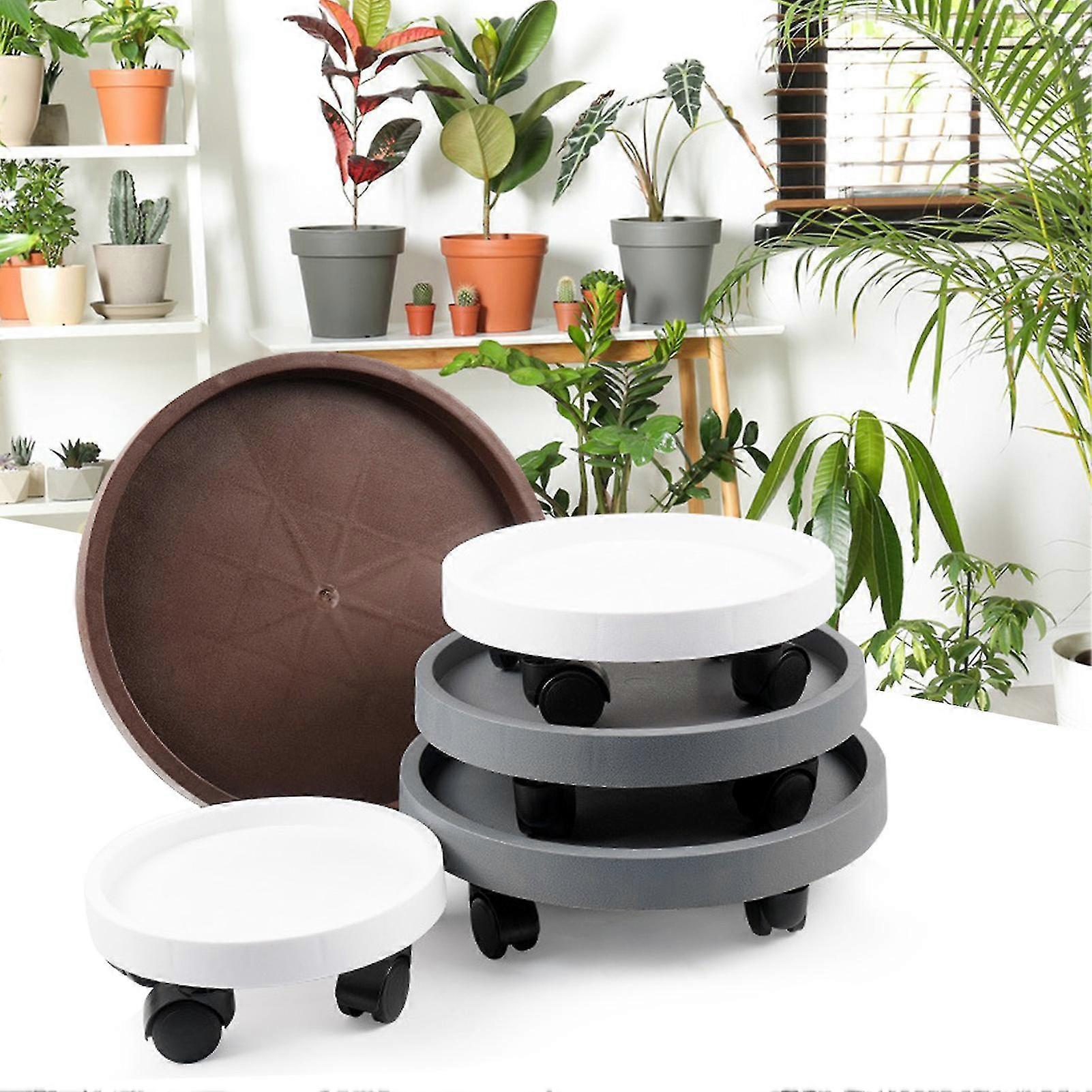 Thickened Round Planter Tray with Wheels Wear Resistant Mobile Flower ...