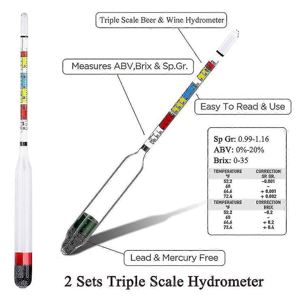 Hydrometer For Home Brew Beer,hydrometer Test Kit, Triple Scale ...