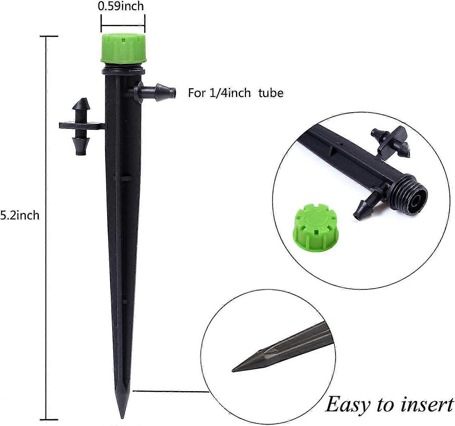 100PCS Green Irrigation Drippers Drip Emitters, Micro Spray Adjustable ...