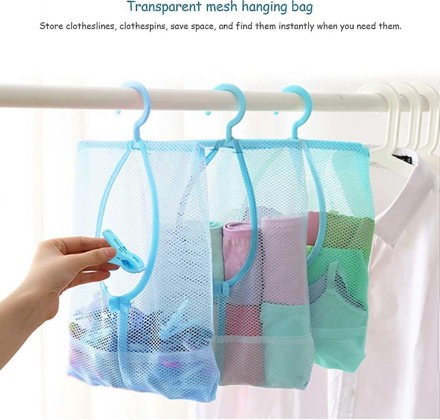 Pack of 2 Rotating Storage Bag with 24 Plastic Clips, Washable Utility ...