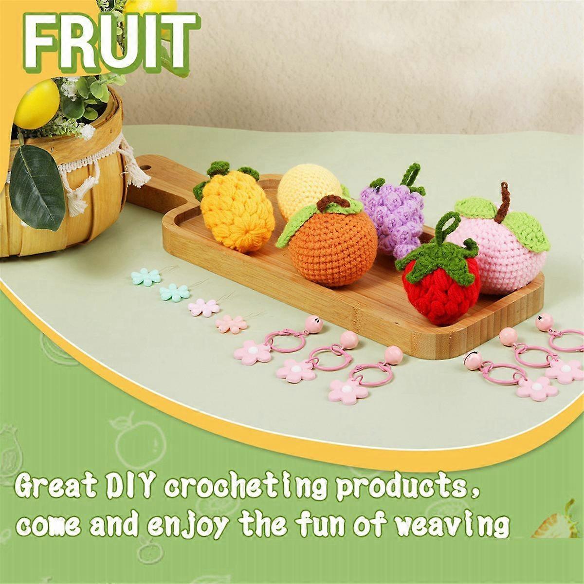 Complete Crochet Kits for Beginners, DIY 6 PCS Fruit Crochet Kit with ...