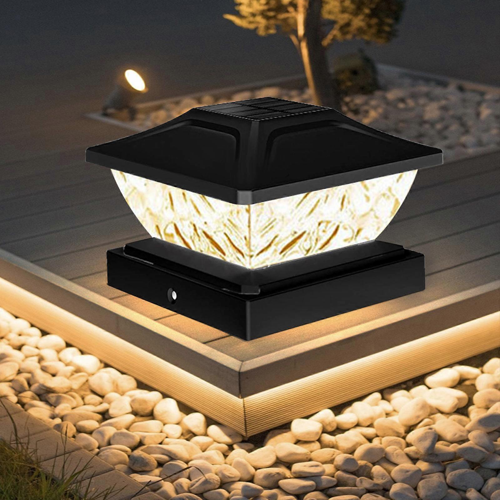 Solar Powered Pillar Lights Outdoor LED Door Pillar Lights Wooden Stake ...