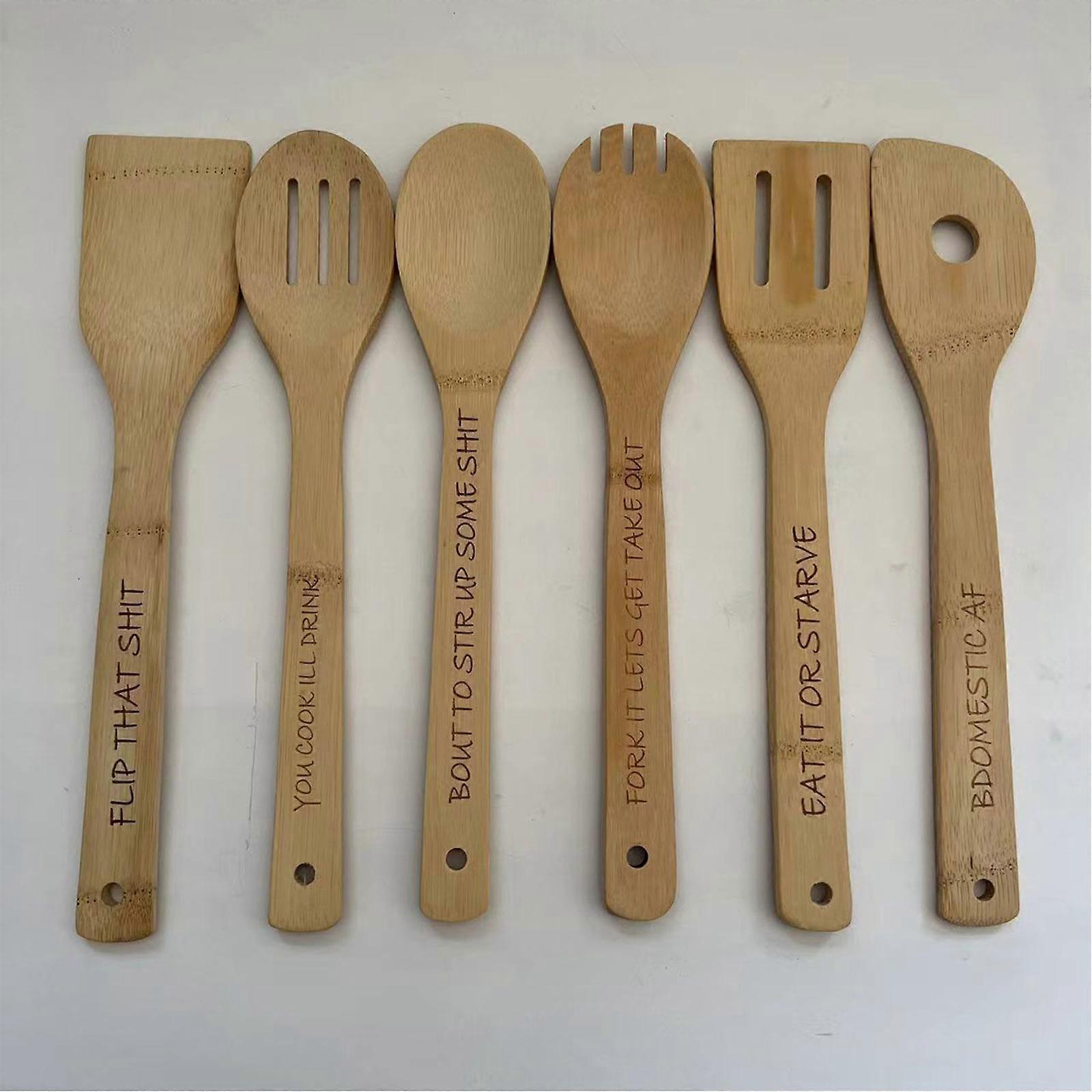 Funny Wooden Spoon Set(6pcs),Wooden Cooking Spoons,Wooden Spoons ...