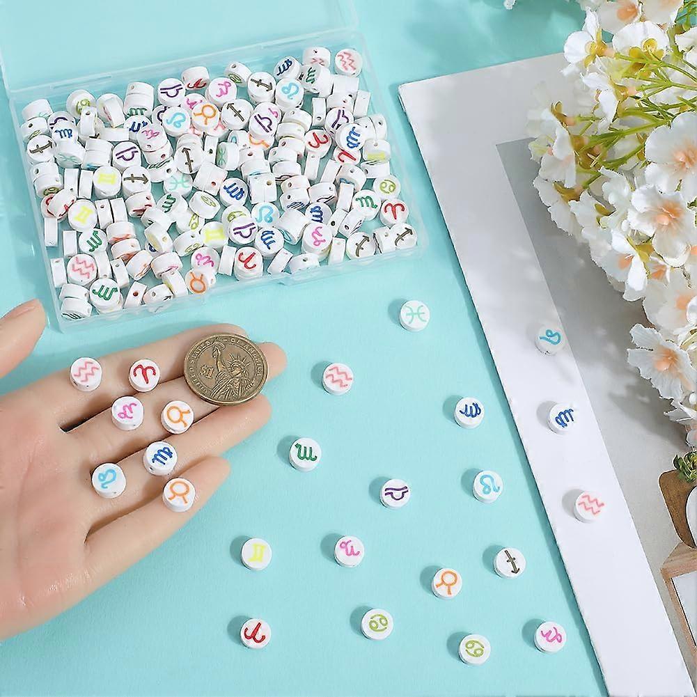 1 Box 192Pcs 12 Styles Zodiac Bead Constellation Beads Bulk White ...