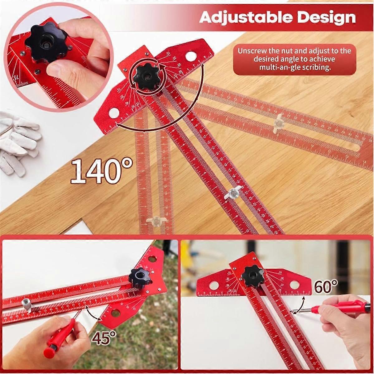 Adjustable Woodworking Scriber Marking Line Ruler,Aluminum Alloy ...