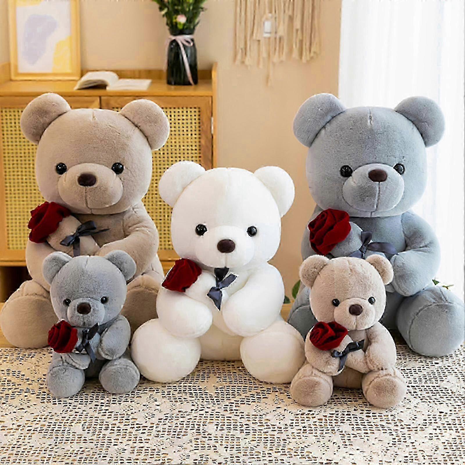Bear Plush Toy Hold A Rose Lovely Doll Plushies Fully Filled Soft Sofa ...