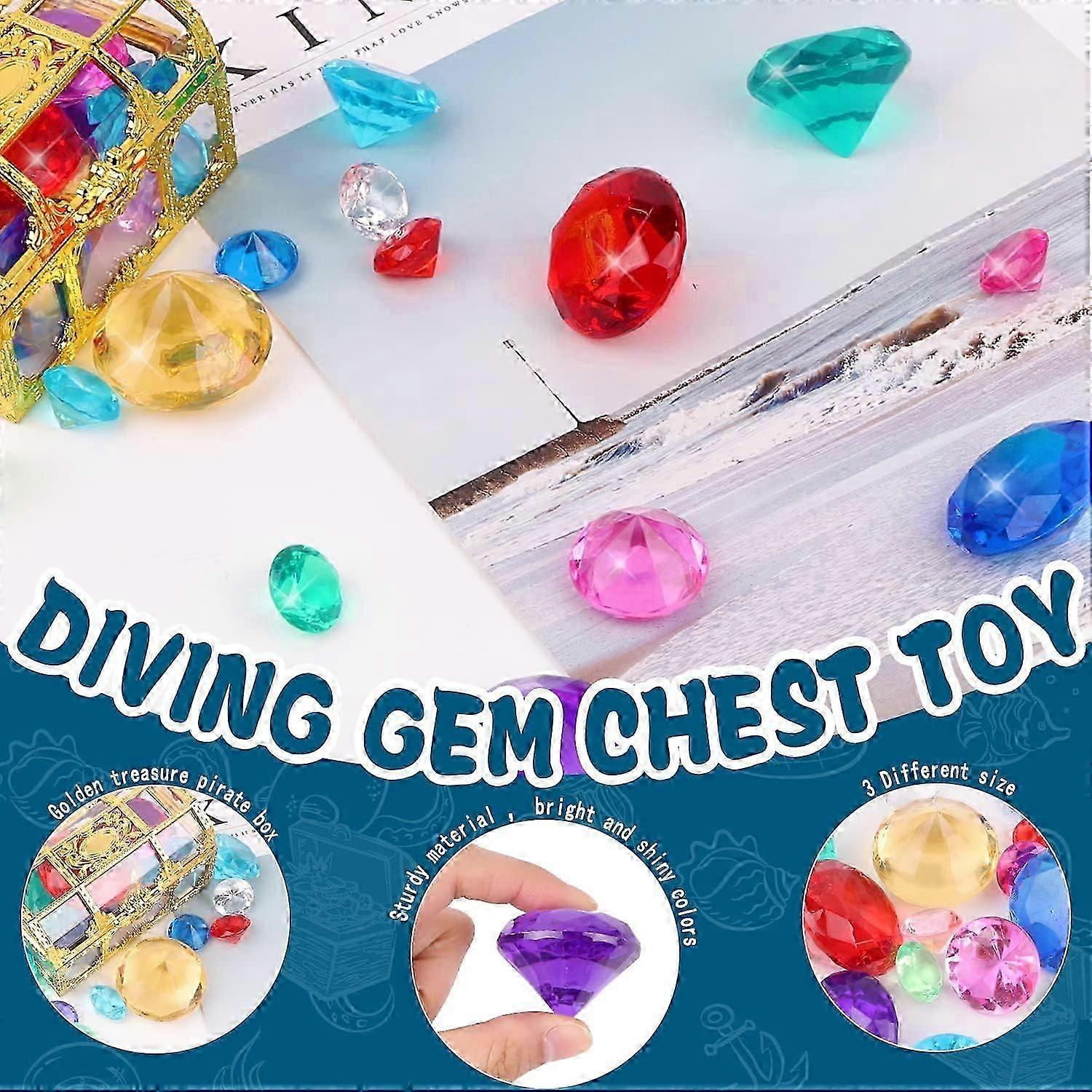 Diving Gem Pool Toys 10 Colorful Big Diamond Gem with Treasure Pirate ...