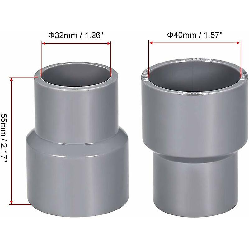 40mm X 32mm PVC Pipe Reducer Fitting Coupling Hub DWV Gray 2Pcs | Fruugo UK